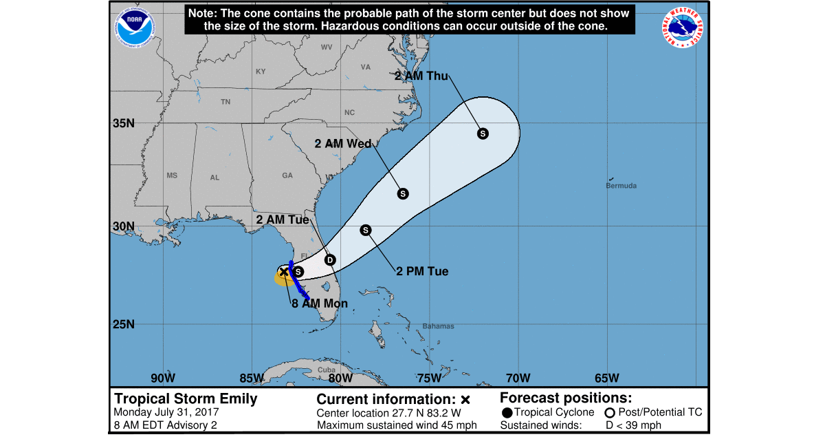 State of Emergency Declared for Tropical Storm Emily